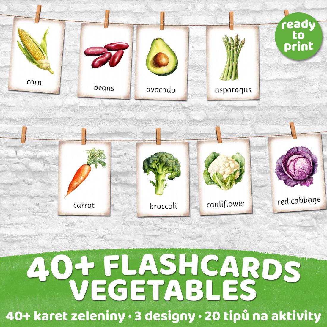 FLASHCARDS VEGETABLES | Karty a 20 aktivit do výuky | Učitelnice