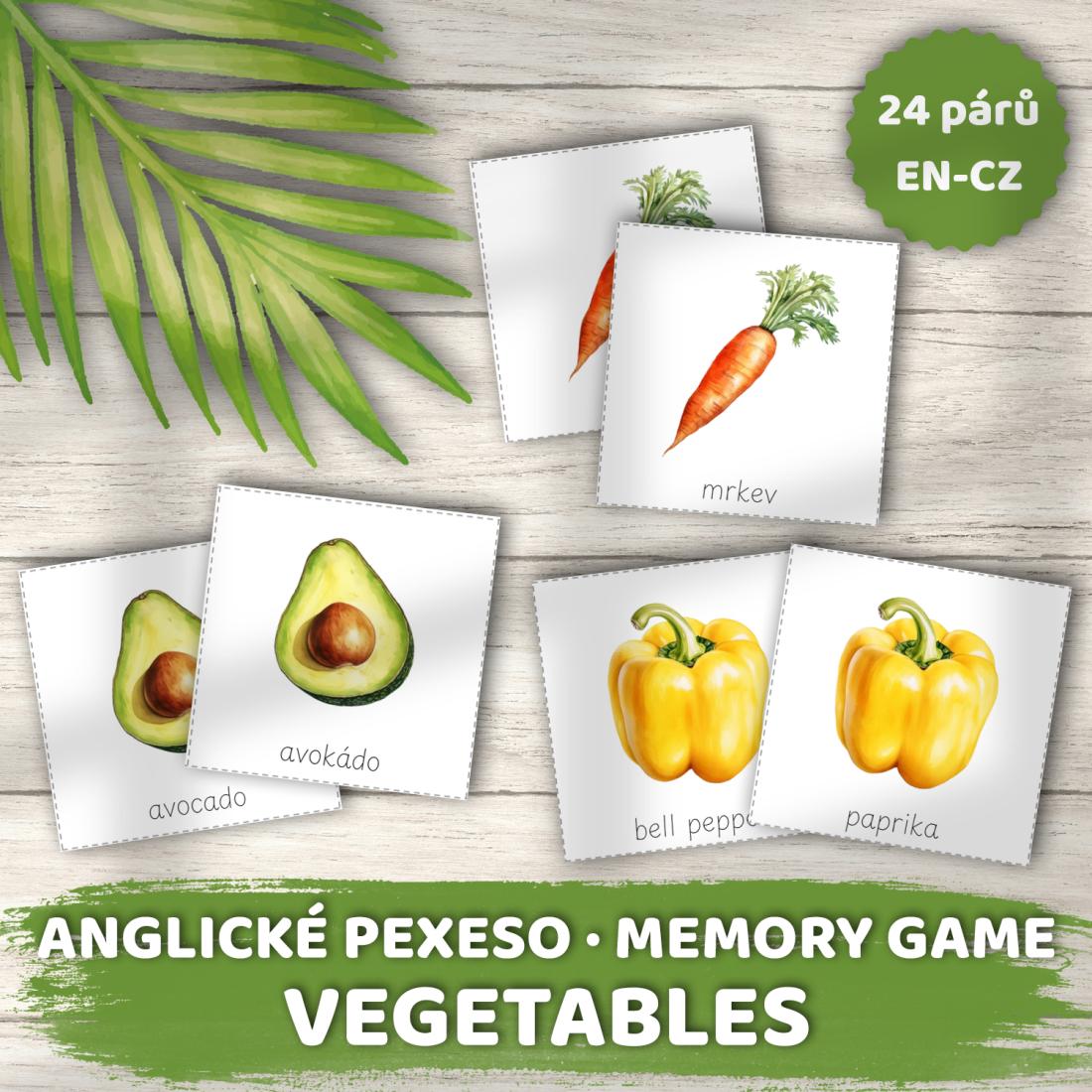 Anglické PEXESO | VEGETABLES | Učitelnice