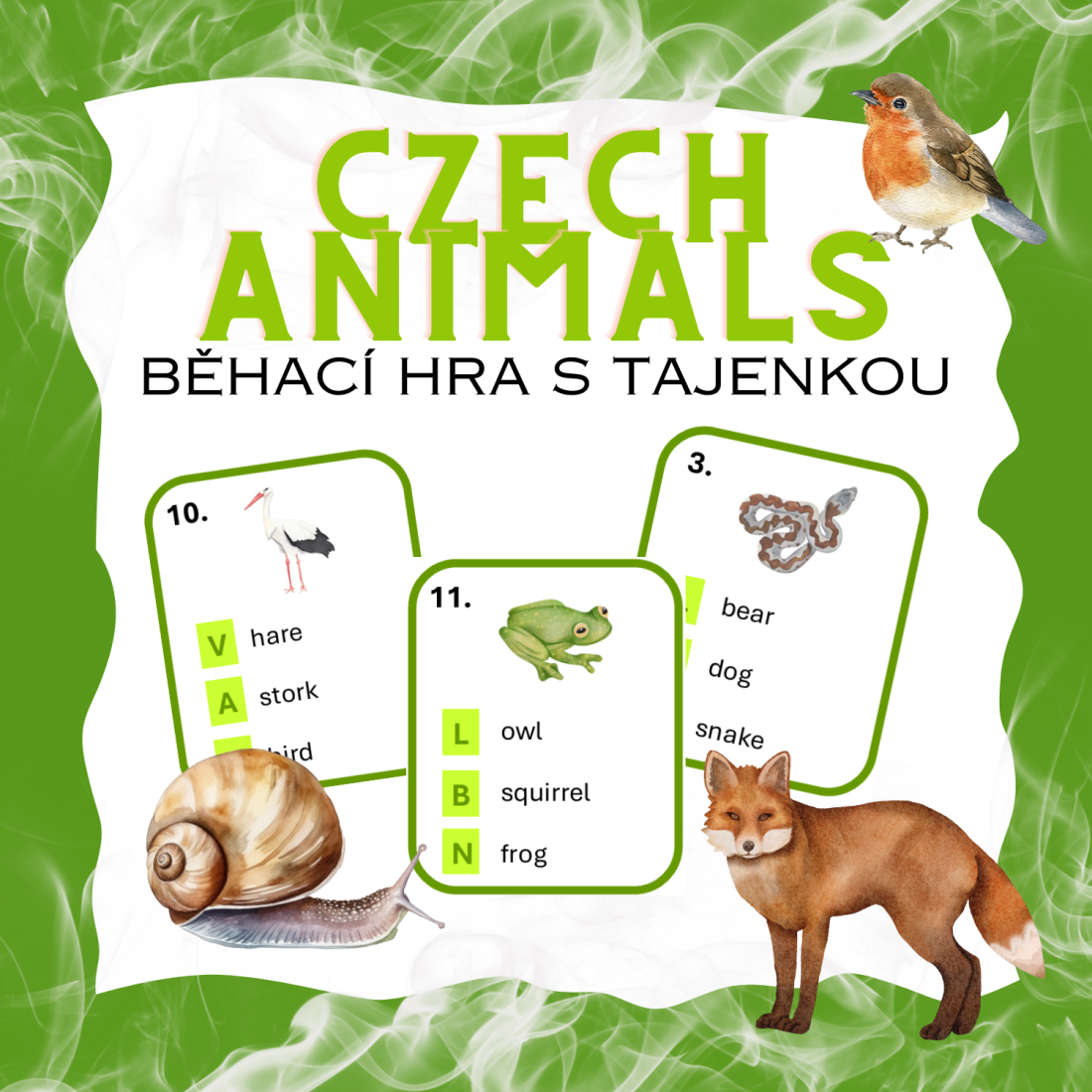 Czech animals - běhací hra s tajenkou | Učitelnice
