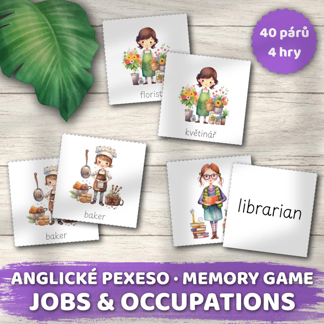 Anglické PEXESO | JOBS & OCCUPATIONS | Učitelnice