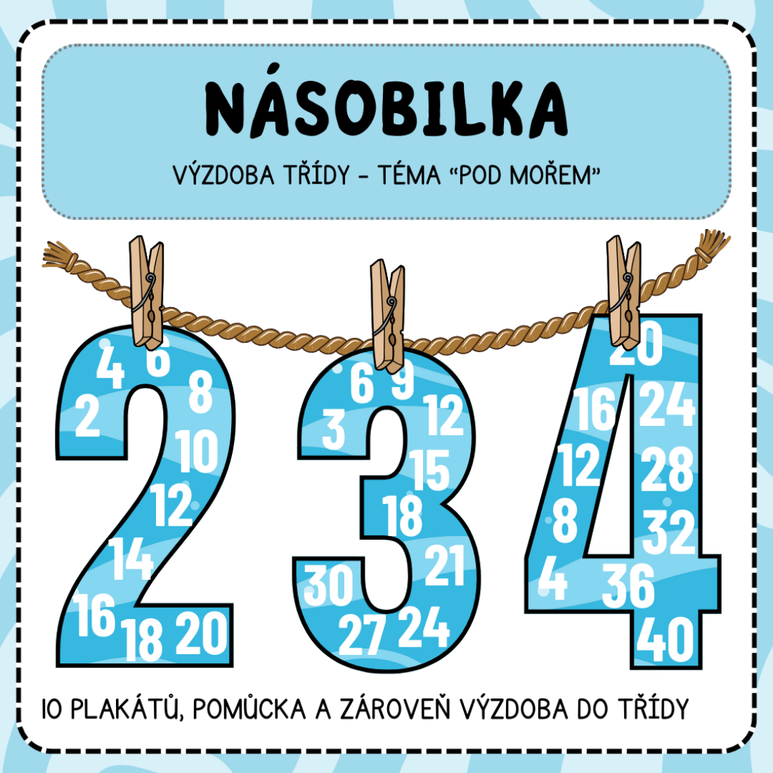 Násobilka - přehled na zeď (násobky 1-10) - POD MOŘEM | Učitelnice