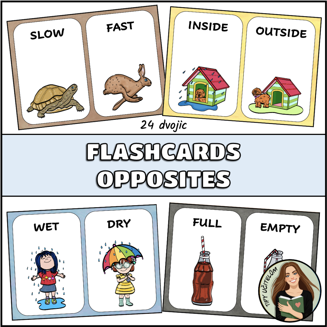 Flashcards - opposites, antonyms | Učitelnice