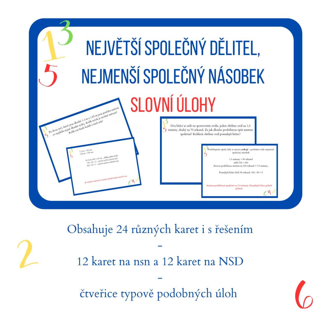 Slovní úlohy (největší společný dělitel a nejmenší společný násobek ...