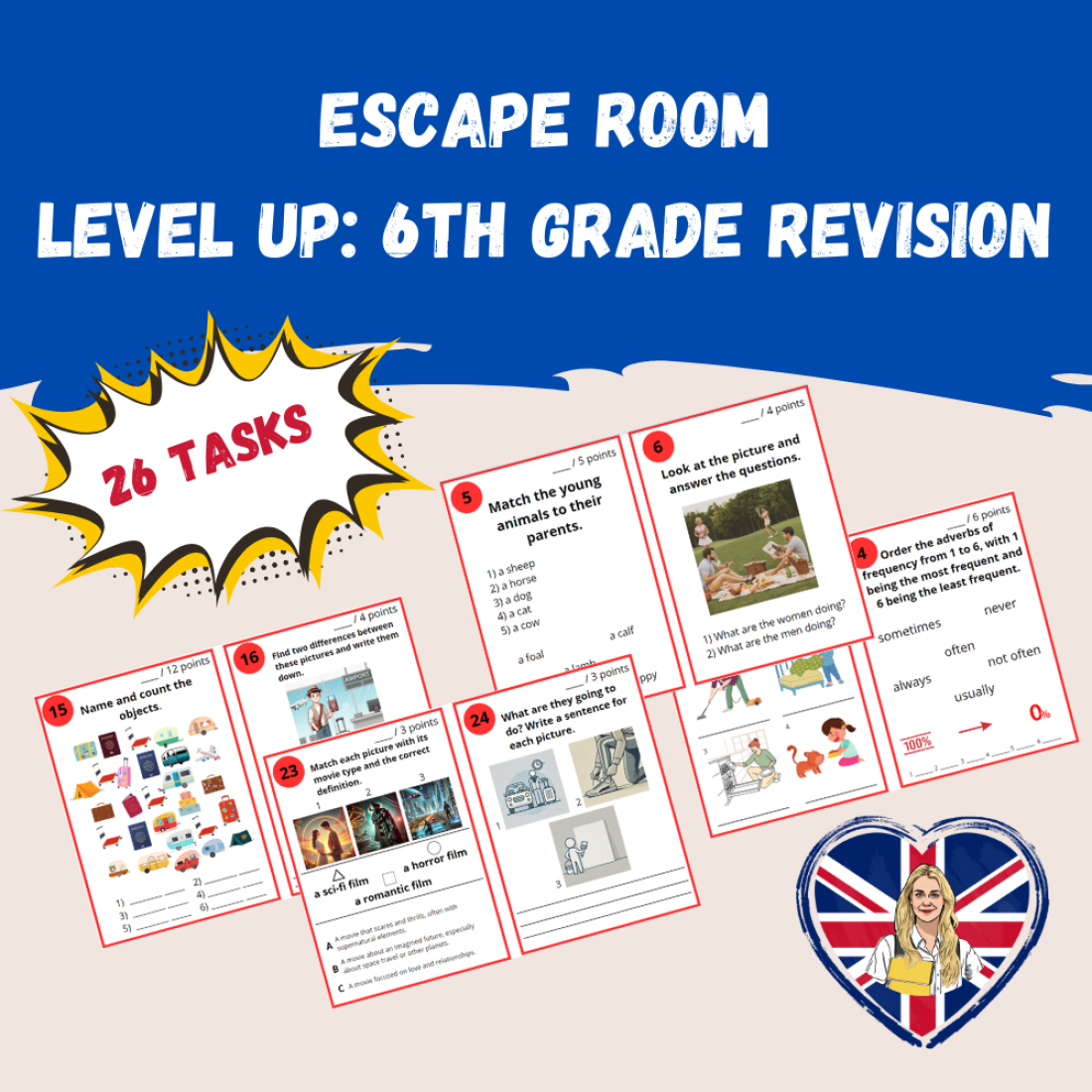 ESCAPE ROOM - 6TH GRADE REVISION | Učitelnice