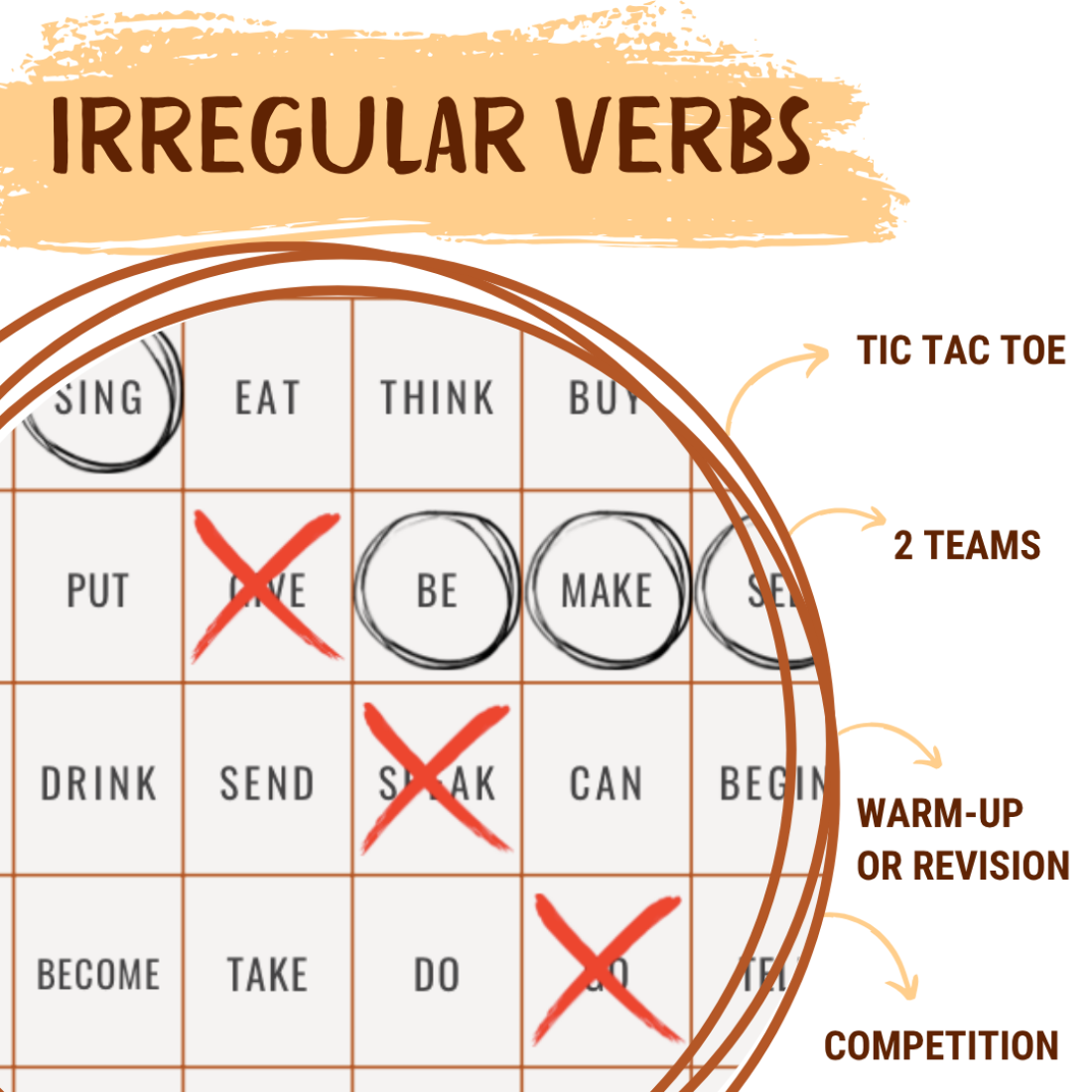 Irregular verbs: Tic Tac Toe (piškvorky) | Učitelnice