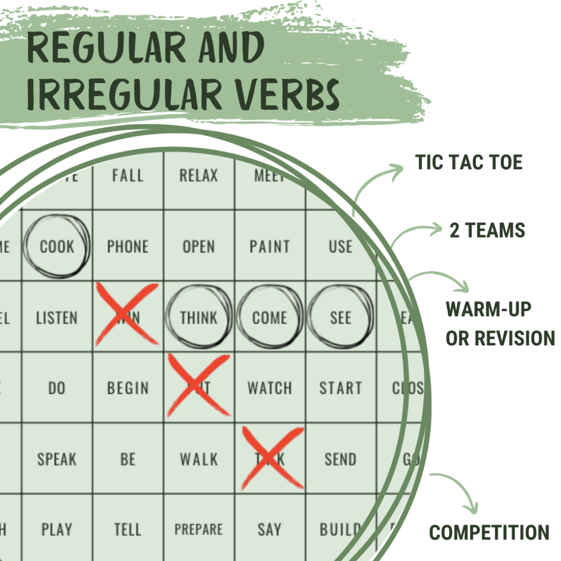 Regular and irregular verbs: Tic Tac Toe (piškvorky) | Učitelnice