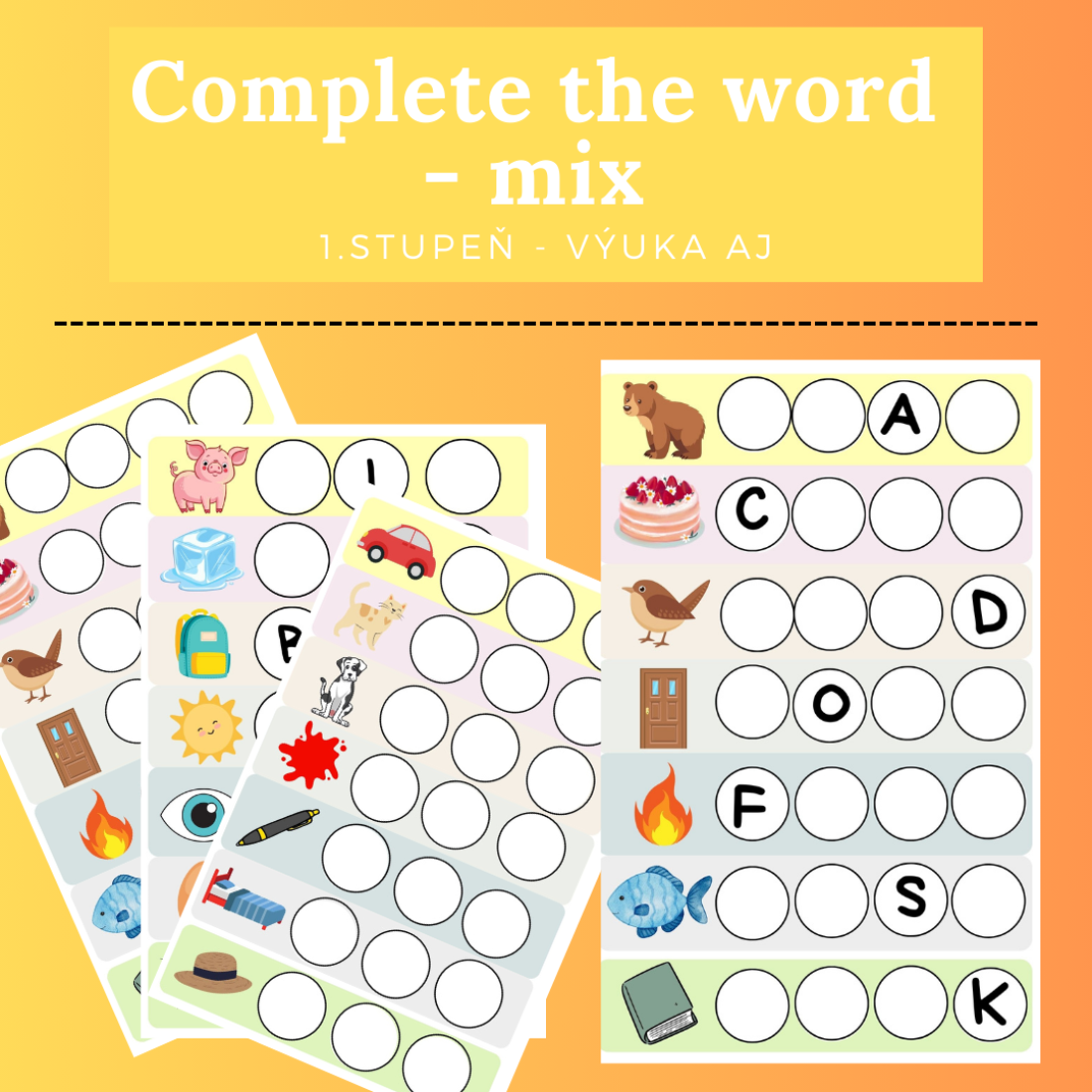 Complete the word - mix slovíček. | Učitelnice