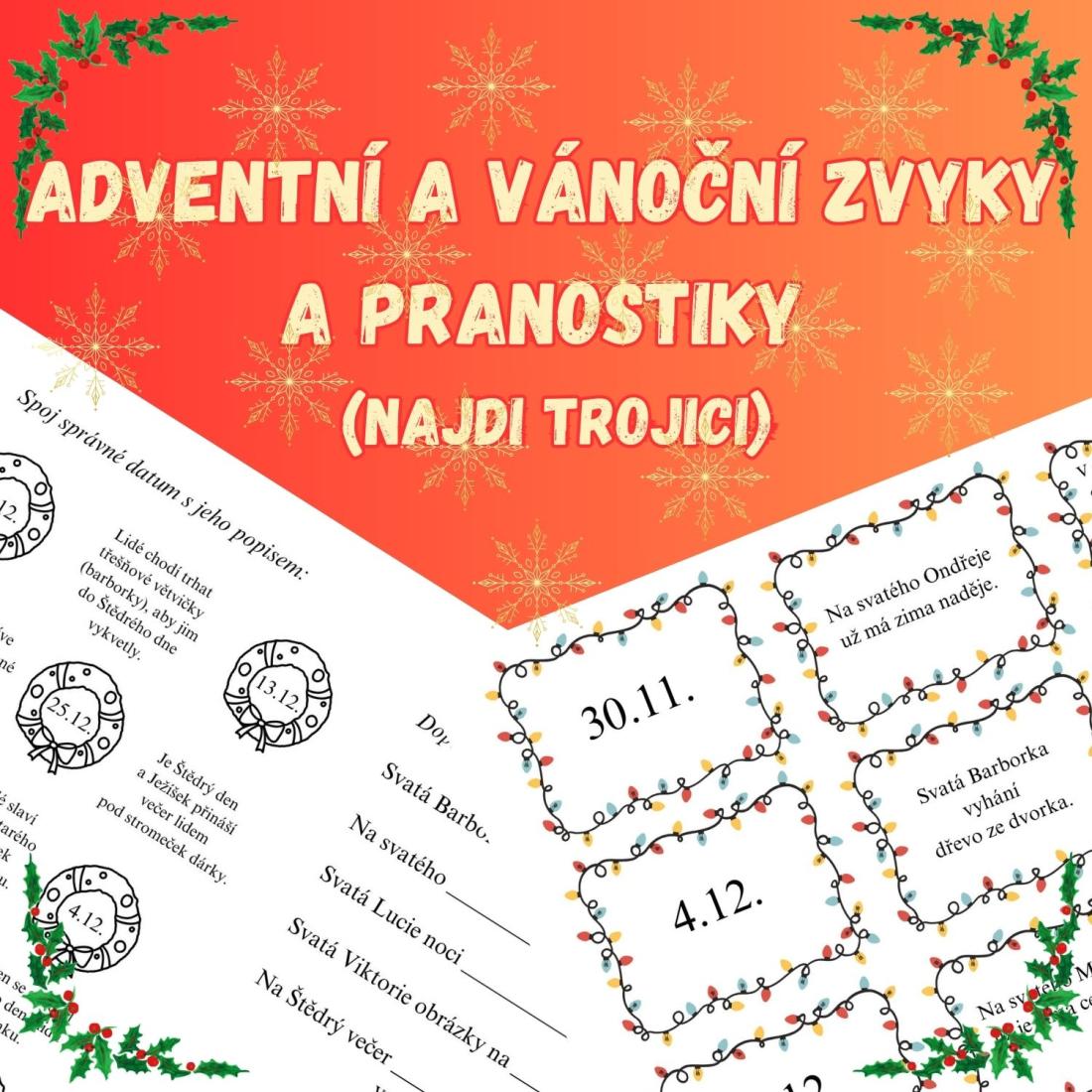 Adventní a vánoční zvyky a pranostiky (Najdi trojici) | Učitelnice
