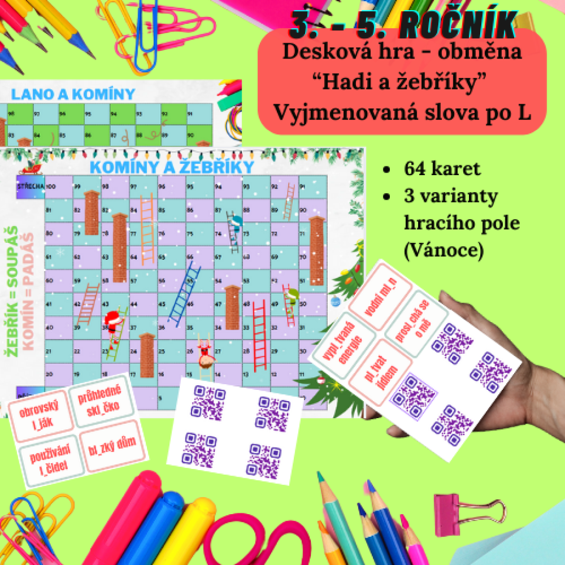 Vyjmenovaná slova po L - obměna deskové hry "Hadi a žebříky" | Učitelnice