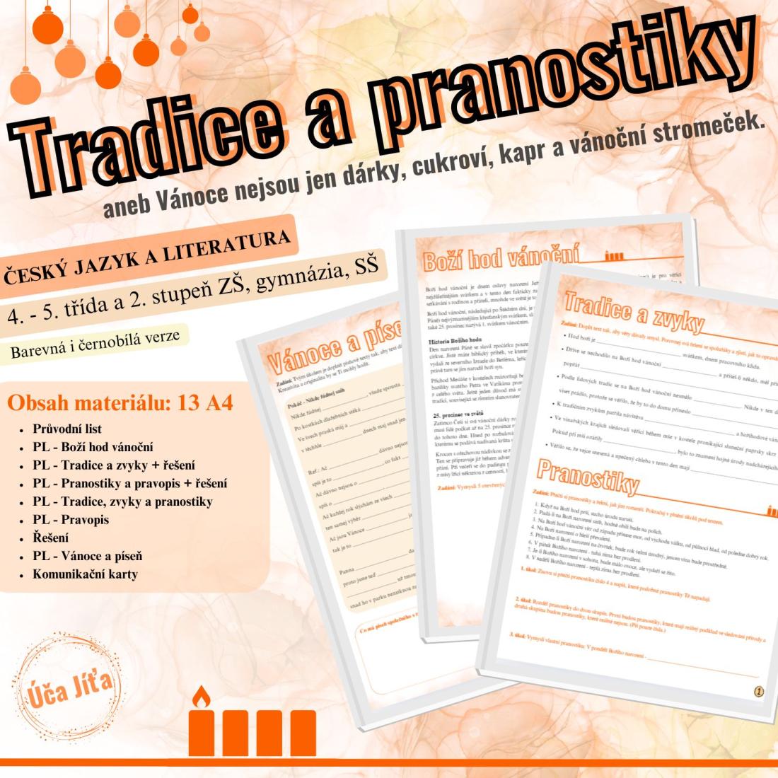 Vánoční tradice a pranostiky pro 4. - 9. třídu ZŠ i SŠ | Učitelnice