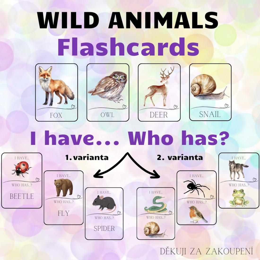 WILD ANIMALS - flashcards, I have. Who has? - 2 varianty hry | Učitelnice
