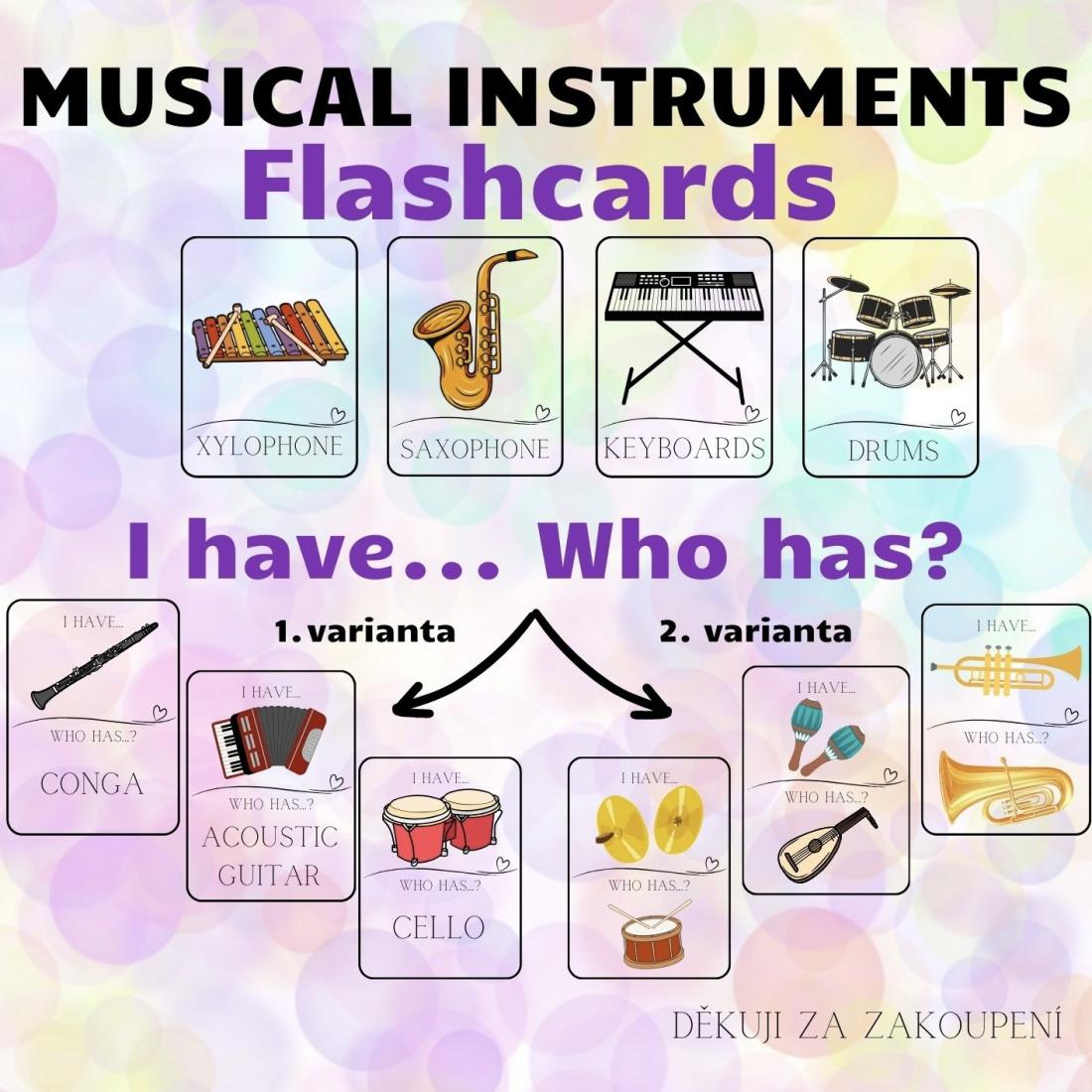 MUSICAL INSTRUMENTS - flashcards, I have. Who has? - 2 varianty hry ...