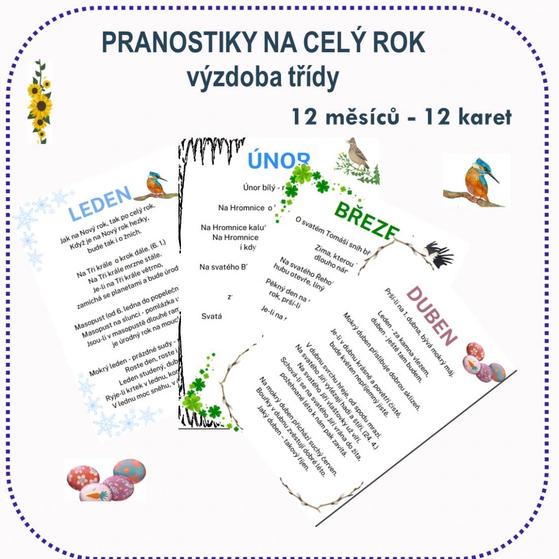 KARTY - PRANOSTIKY VÝZDOBA TŘÍDY | Učitelnice