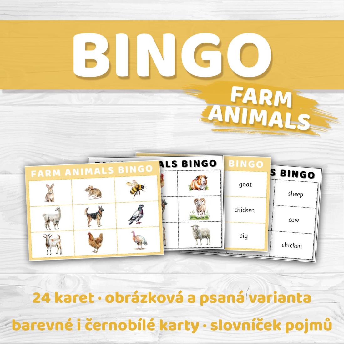Anglické BINGO - FARM ANIMALS | Učitelnice