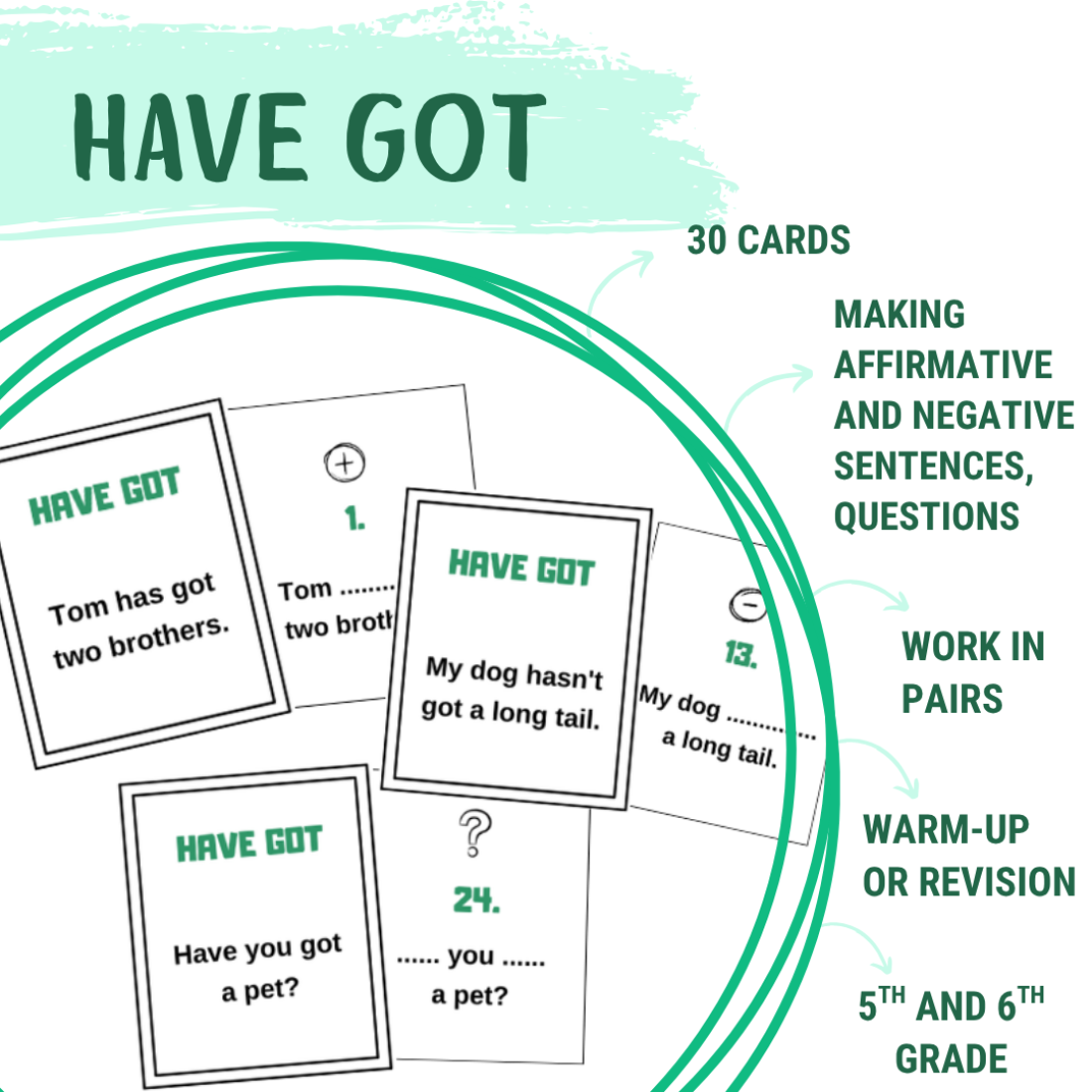 Have got: cards (making sentences) | Učitelnice