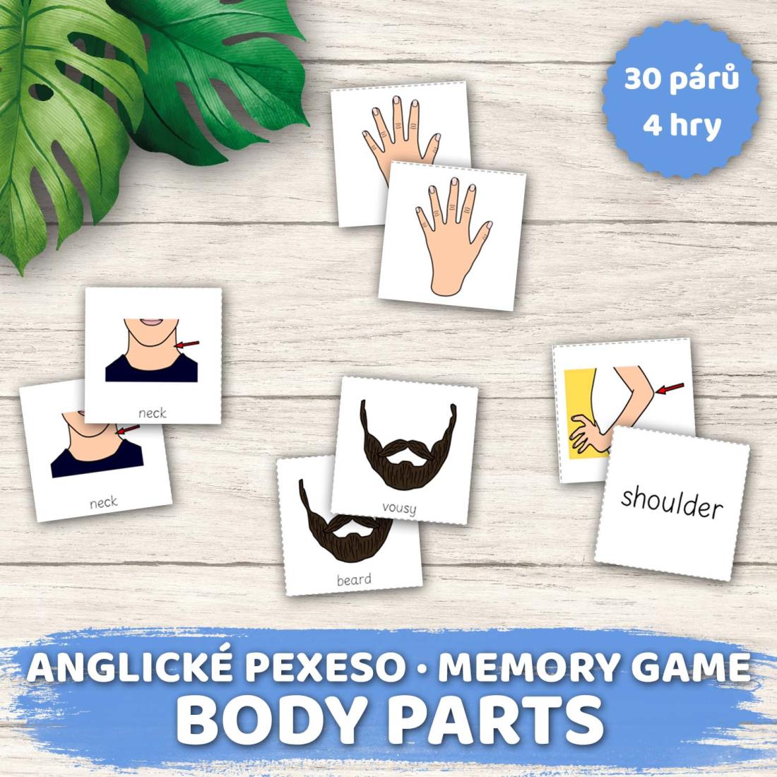 Anglické PEXESO | BODY PARTS | Učitelnice