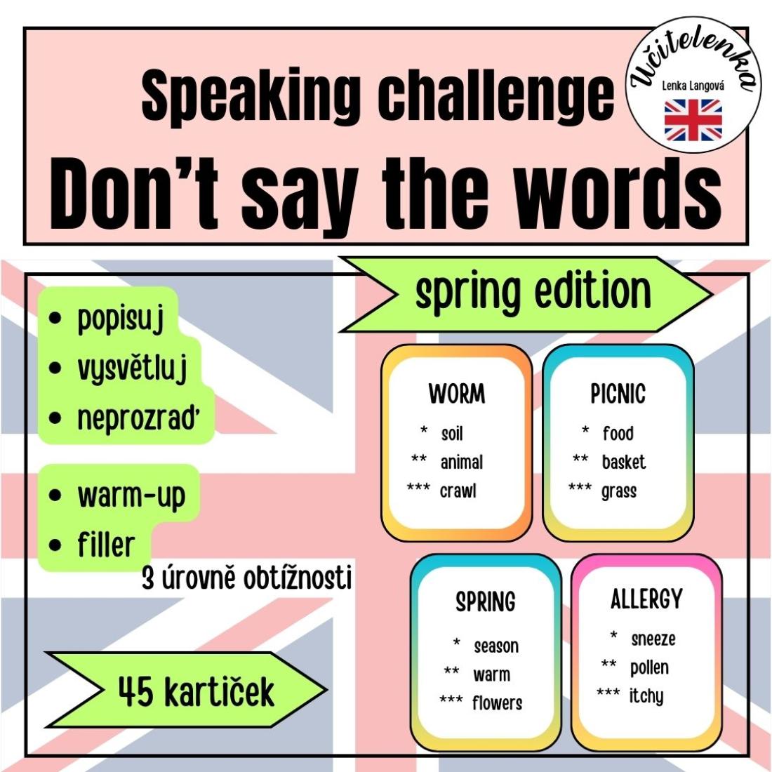 SPEAKING CHALLENGE: DON’T SAY THE WORDS - SPRING EDITION | Učitelnice