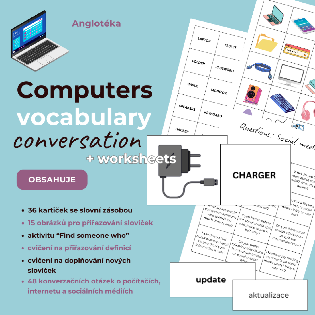 Computers - vocabulary, conversation, worksheets | Učitelnice