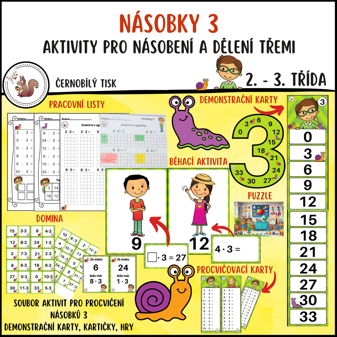 Násobky 3 - malá násobilka | Učitelnice