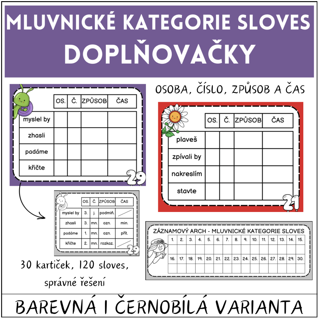 Mluvnické kategorie sloves - doplňovačky II. | Učitelnice