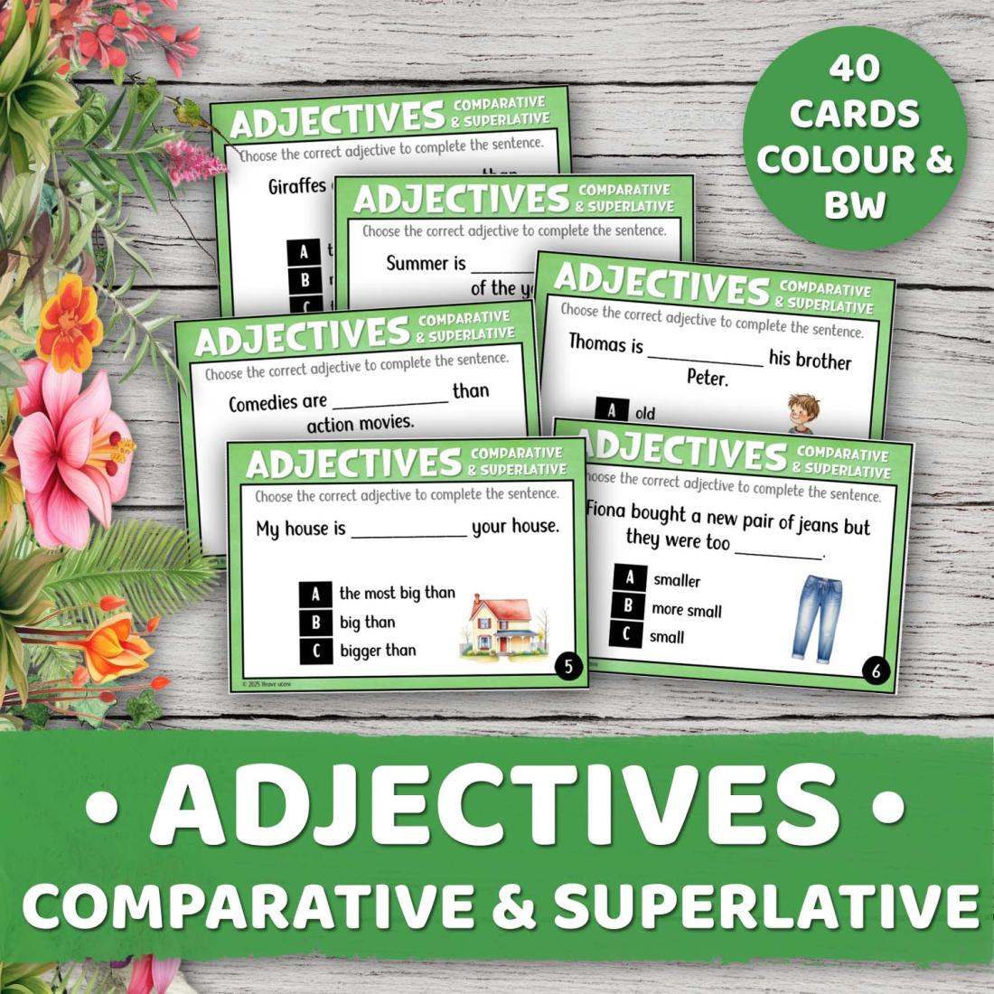 ADJECTIVES - COMPARATIVE & SUPERLATIVE | Task cards | Učitelnice