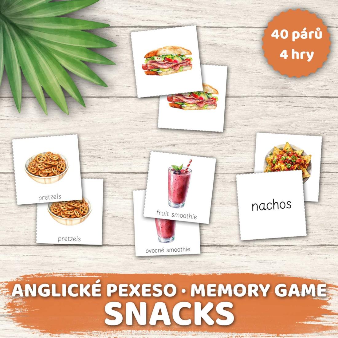 Anglické PEXESO | SNACKS | Učitelnice