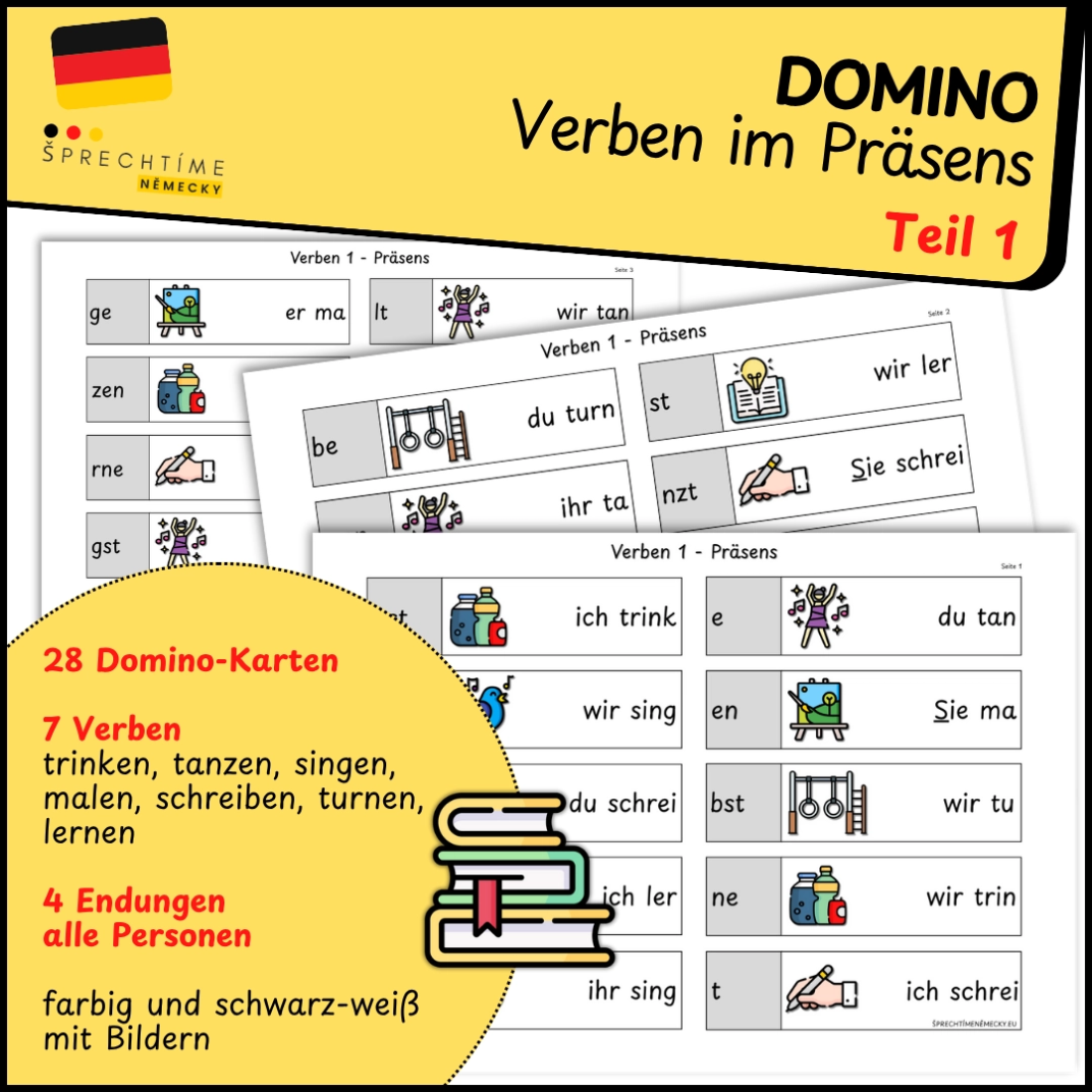 DOMINO Verben 1 im Präsens | Učitelnice