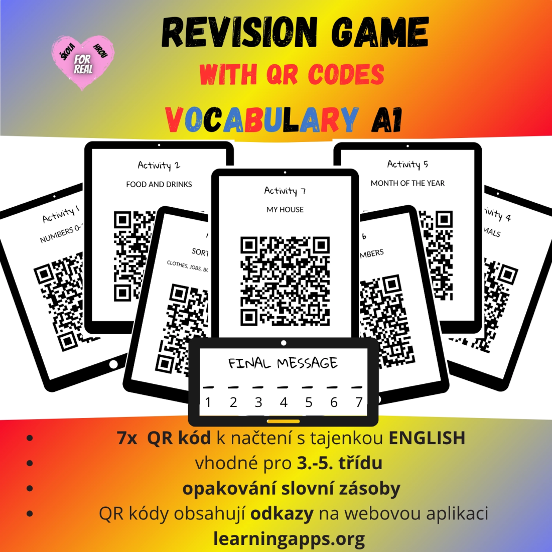 Revision game with QR codes - Vocabulary A1 | Učitelnice
