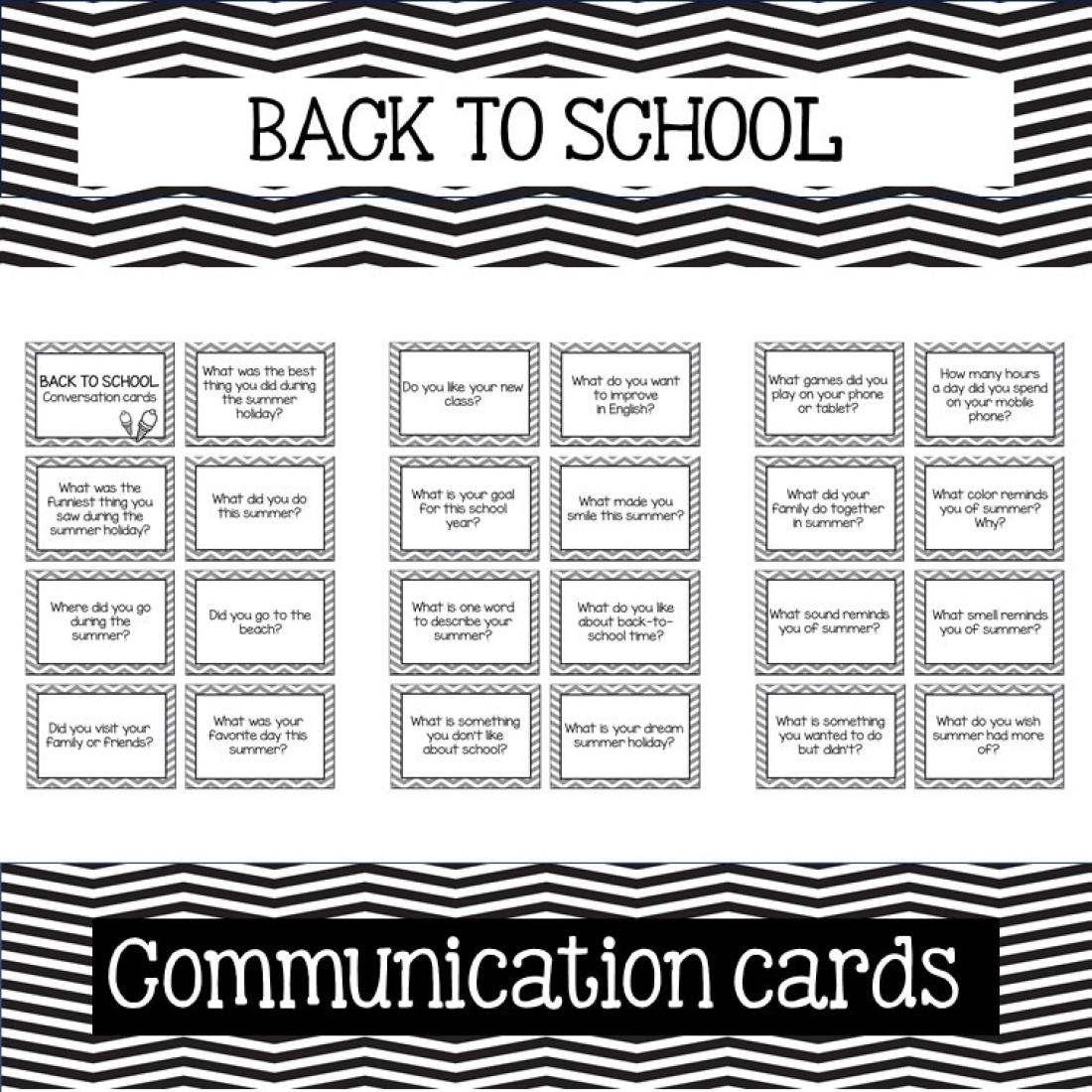 Back to school - conversation cards | Učitelnice