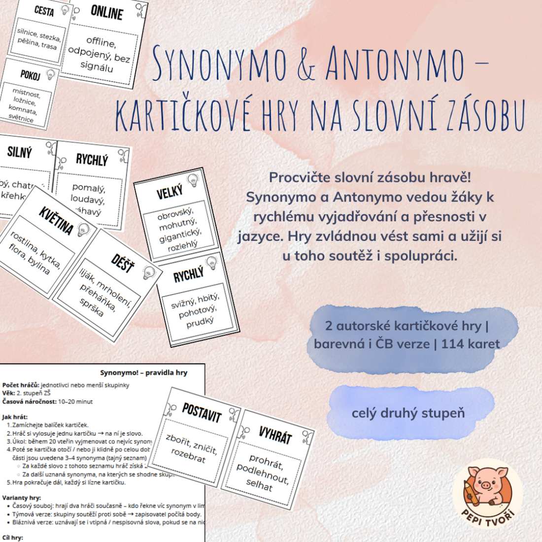 Synonymo & Antonymo – kartičkové hry na slovní zásobu | Učitelnice