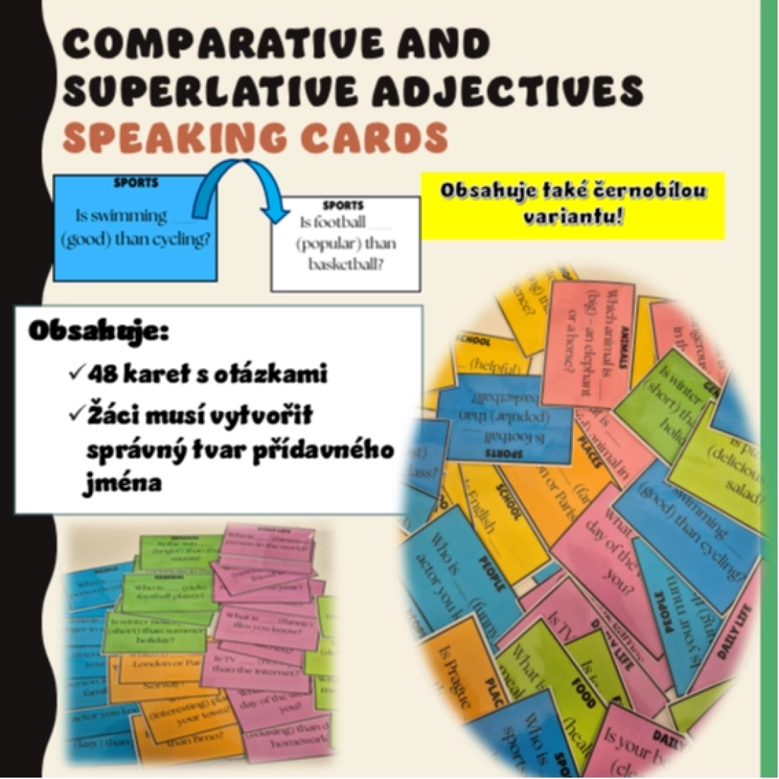 Comparative and superlative adjectives - speaking cards | Učitelnice