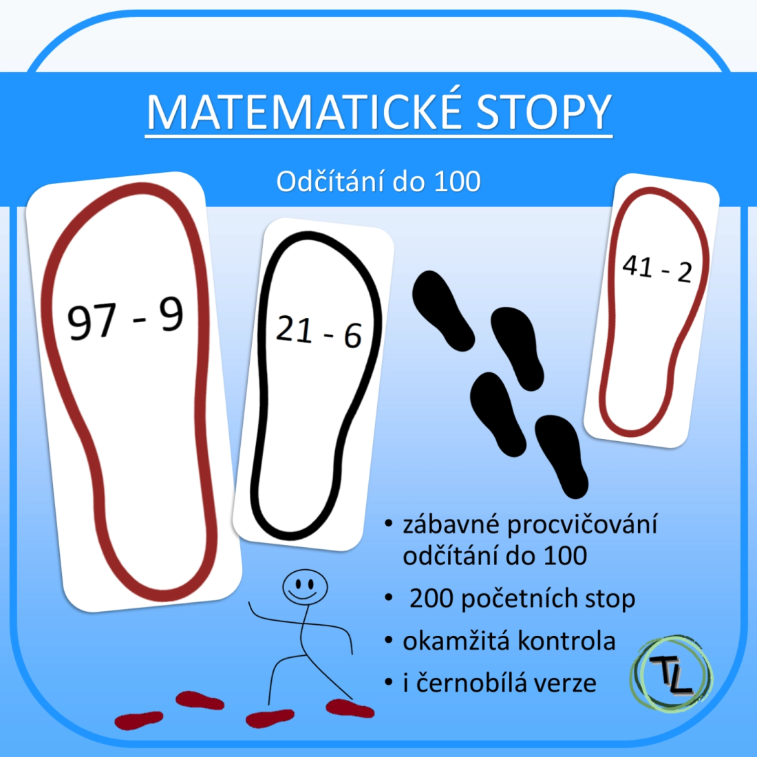 Matematické stopy - Odčítání do 100 | Učitelnice