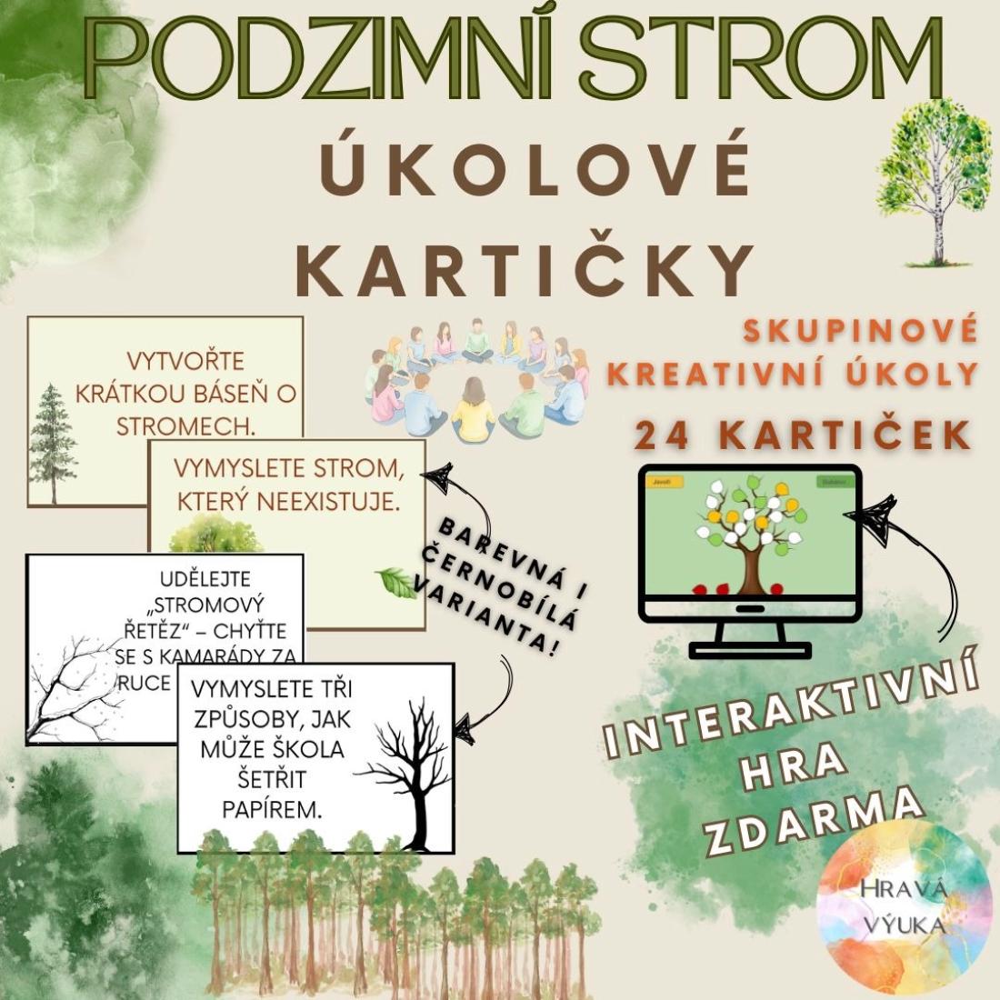 Podzimní strom - úkolové kartičky (skupinové kreativní úkoly) | Učitelnice