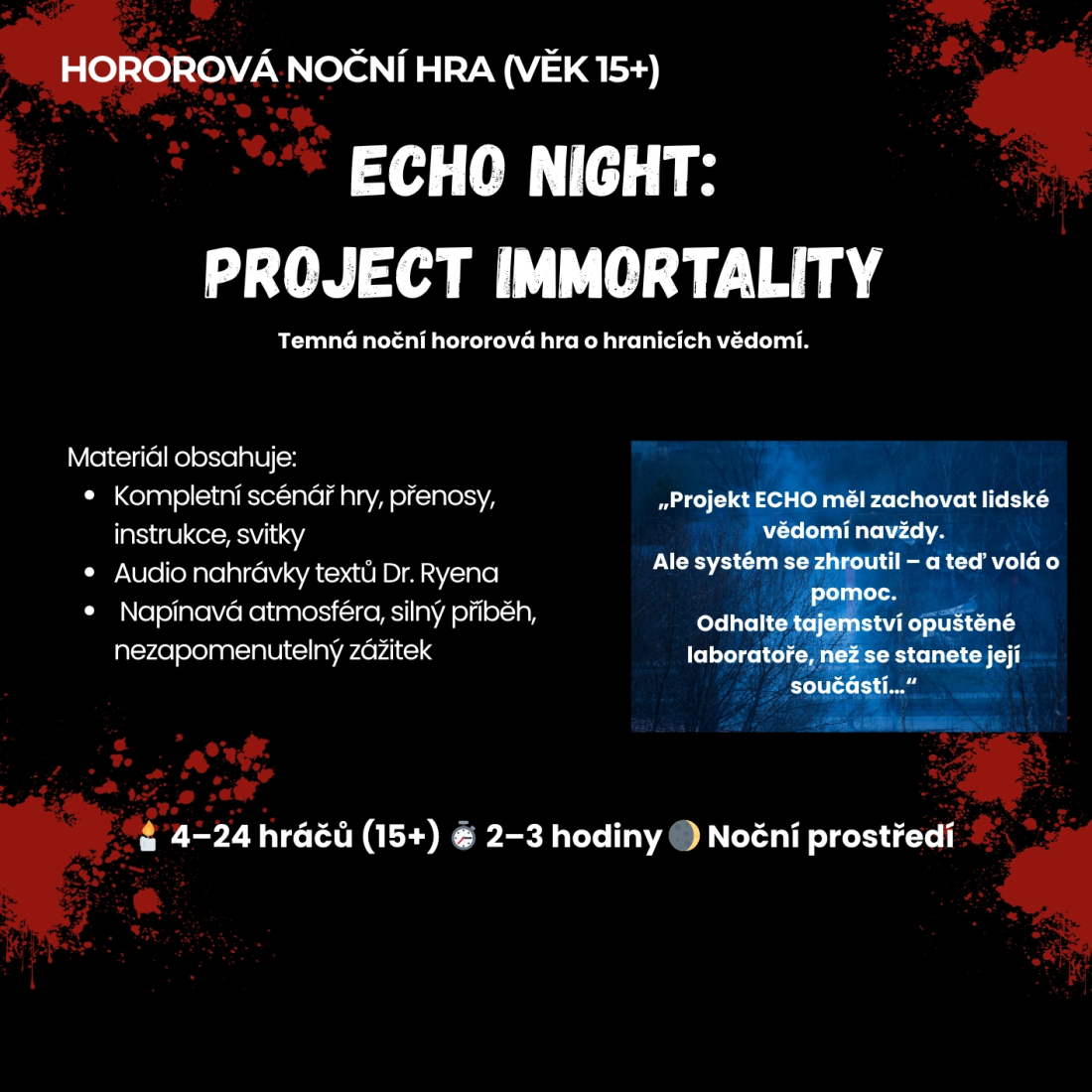 ECHO NIGHT: Project Immortality (noční hororová hra 15+) | Učitelnice
