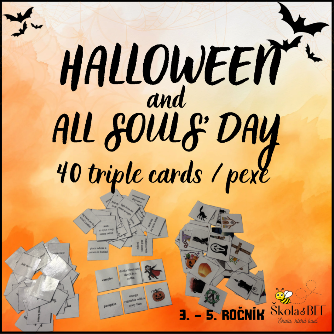 Halloween & Dušičky – anglické pexeso (40 trojic) 👻 | Učitelnice