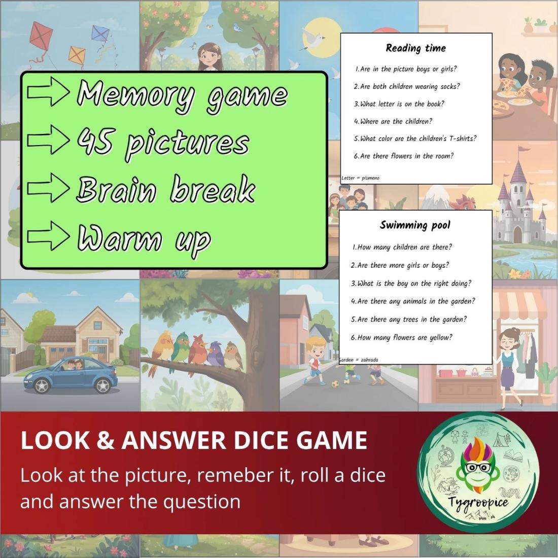 Look & Answer Dice Game | Učitelnice