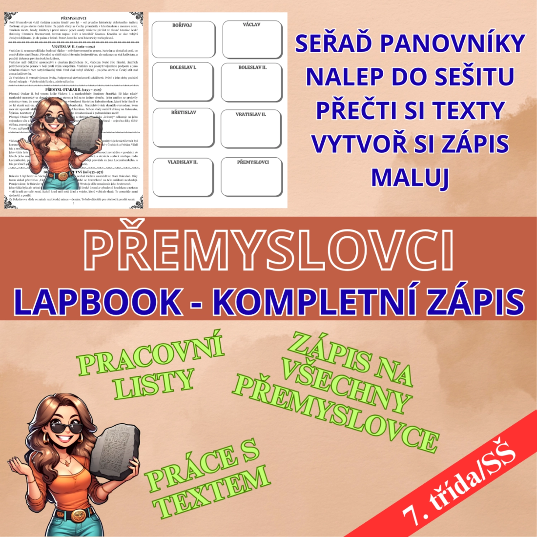 Přemyslovci - lapbook (kompletní zápis) | Učitelnice
