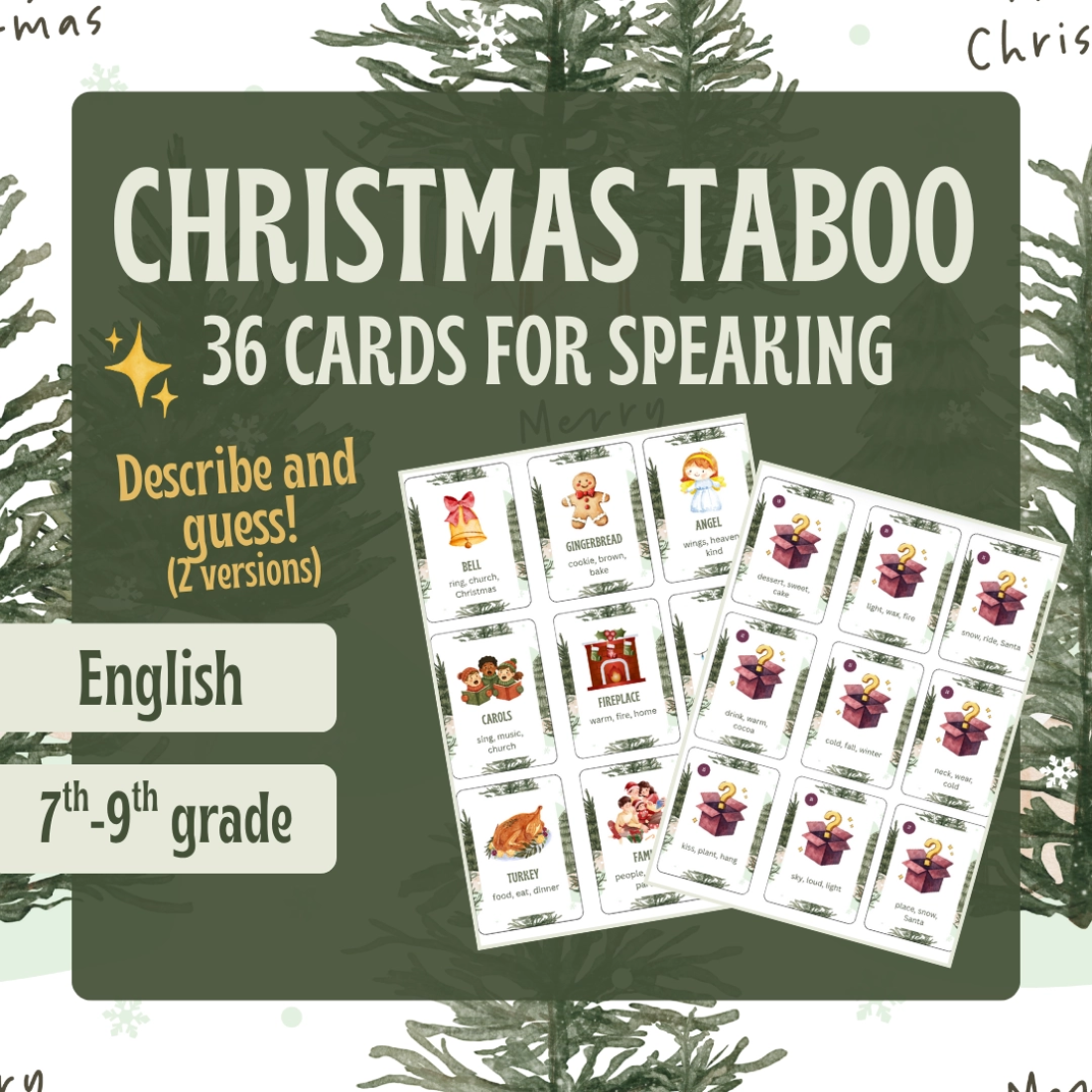 36 Taboo Christmas Cards for Speaking | Učitelnice