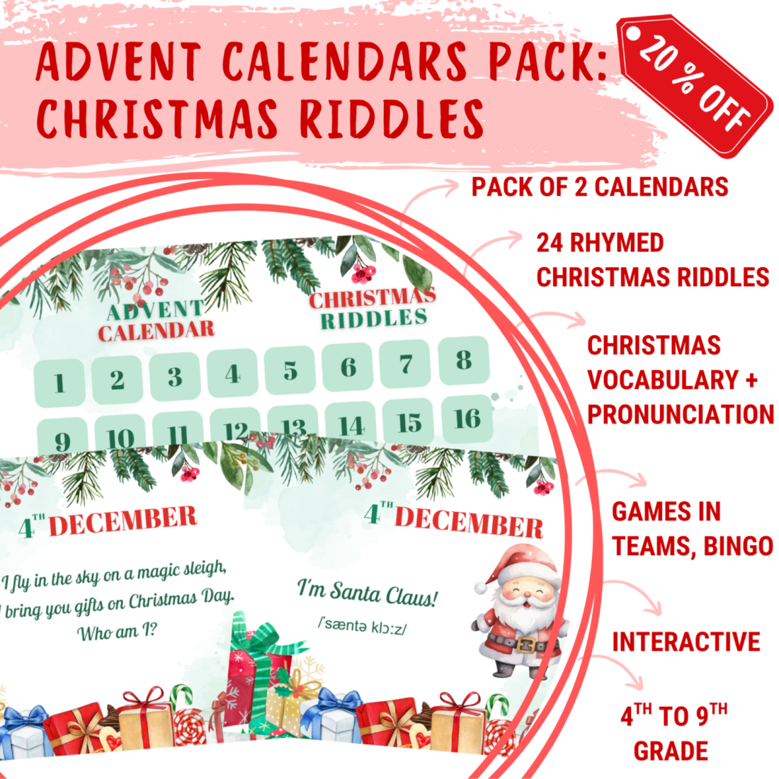 Advent calendars pack: Christmas riddles (1. a 2. stupeň) | Učitelnice