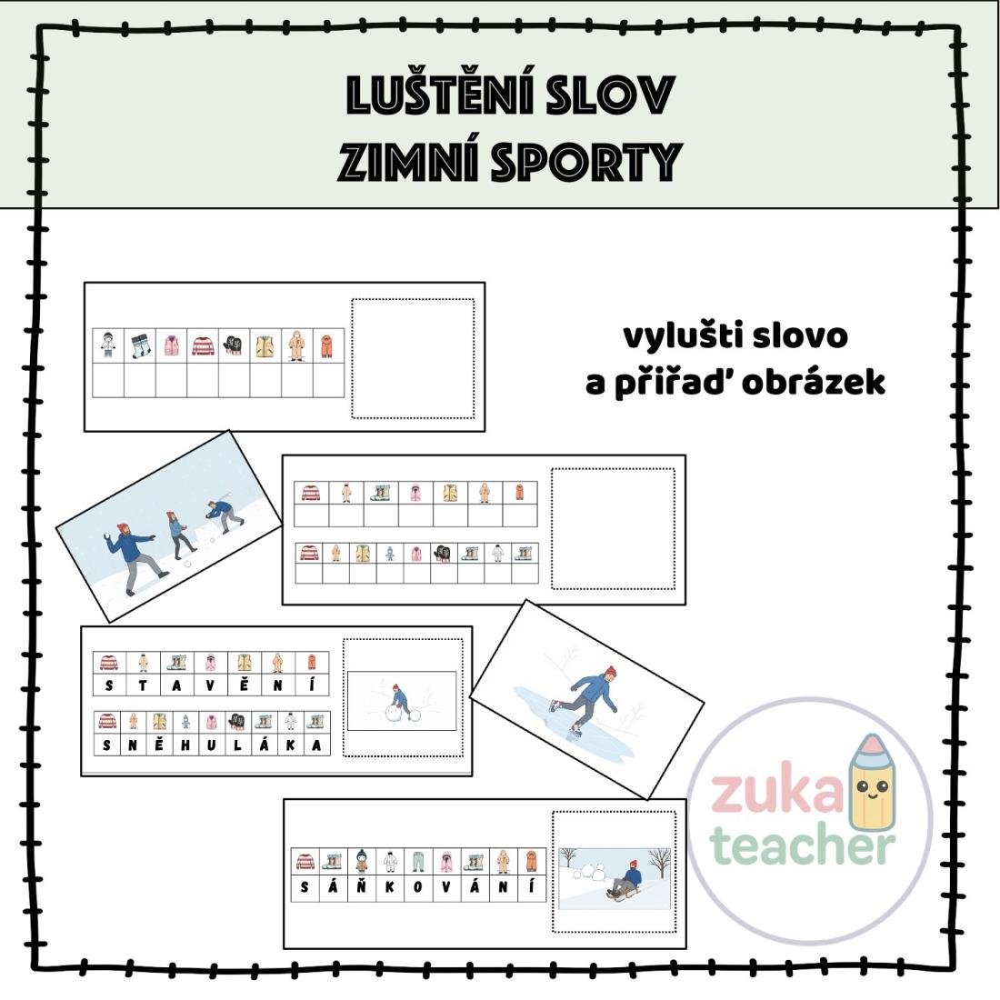 Luštění slov - Zimní sporty | Učitelnice
