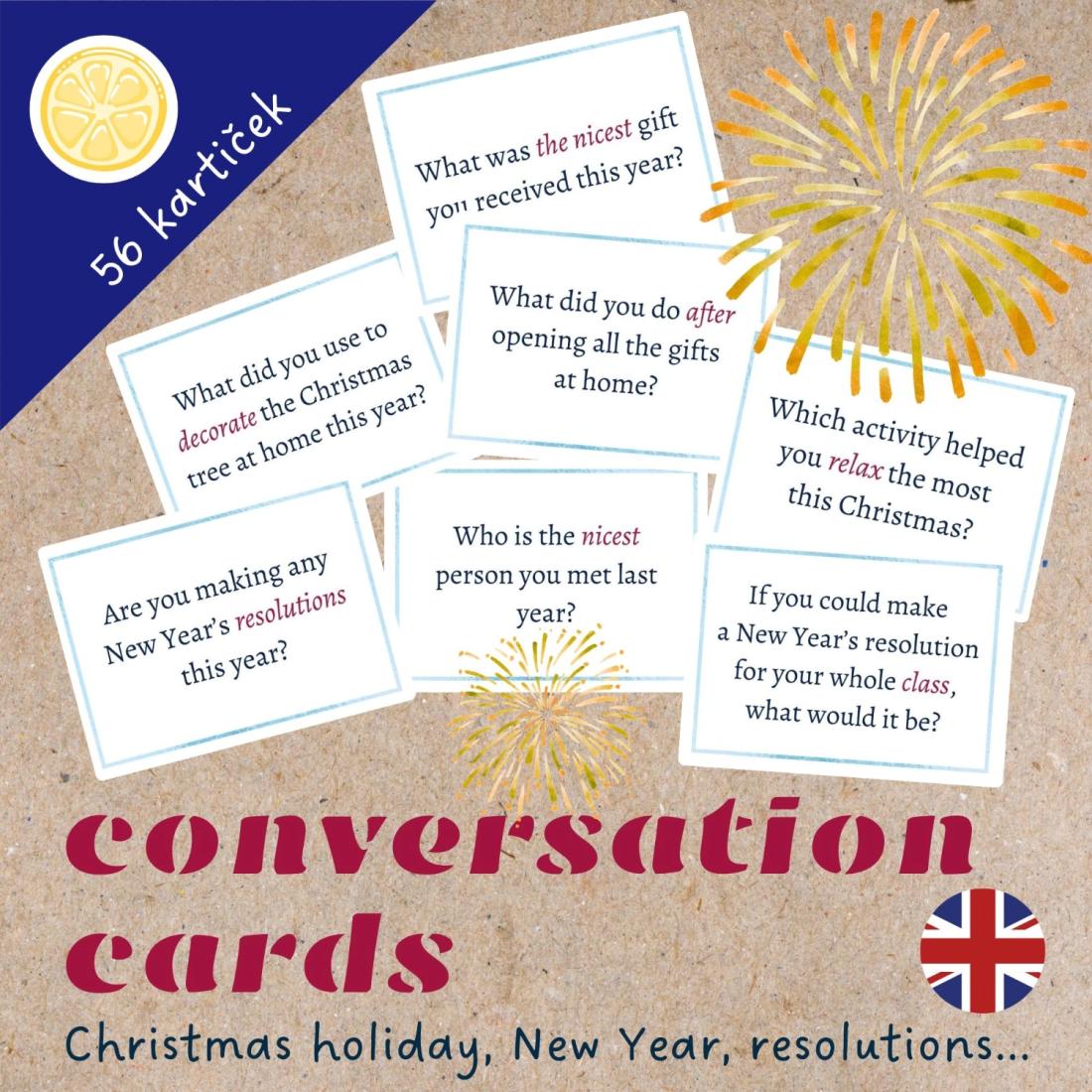 CONVERSATION CARDS - Christmas holidays, New Year, resolutions ...