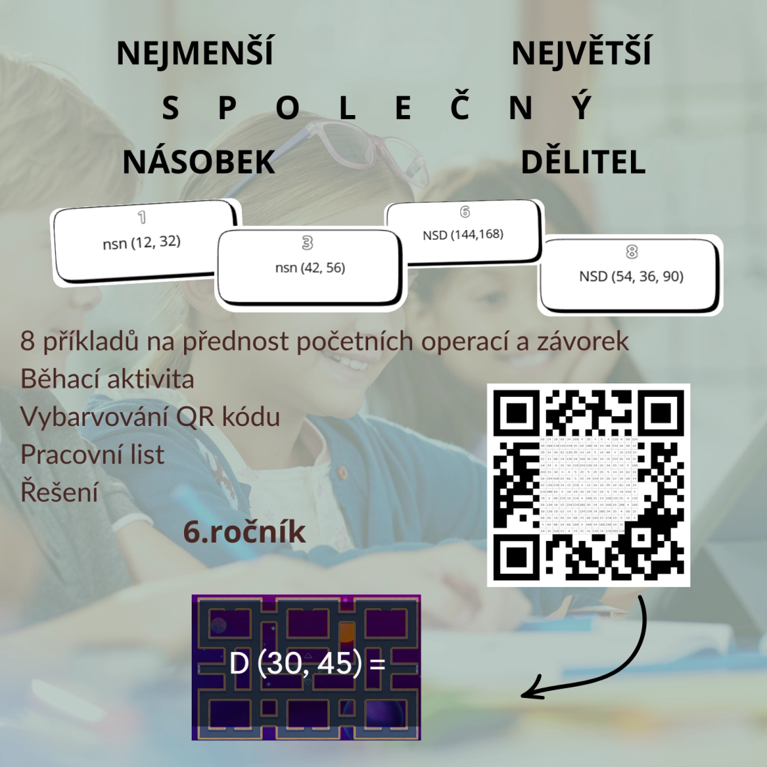 Nejmenší společný násobek, největší společný dělitel (vybarvování QR ...