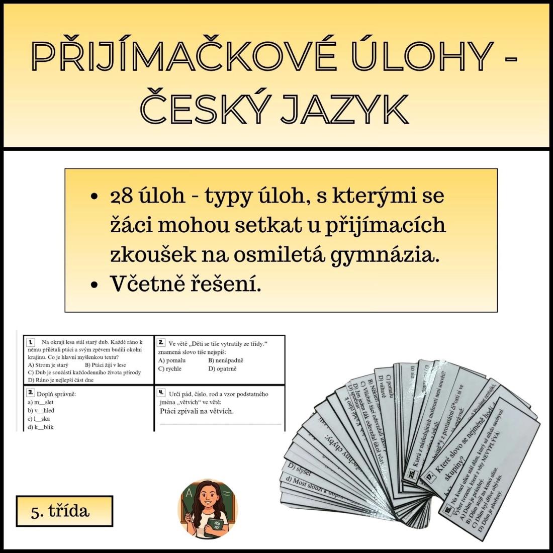 Přijímačkové úlohy - český jazyk | Učitelnice