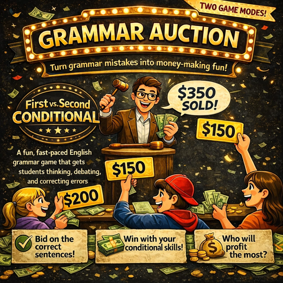 Grammar Auction: First vs. Second Conditional - B1-B2 | Učitelnice