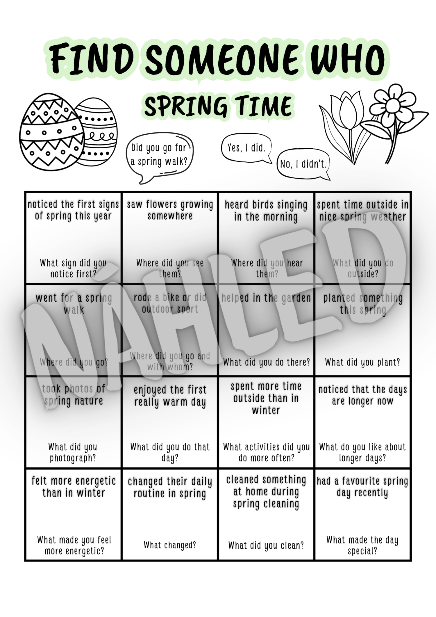 Easter & Spring: Find someone who | Učitelnice