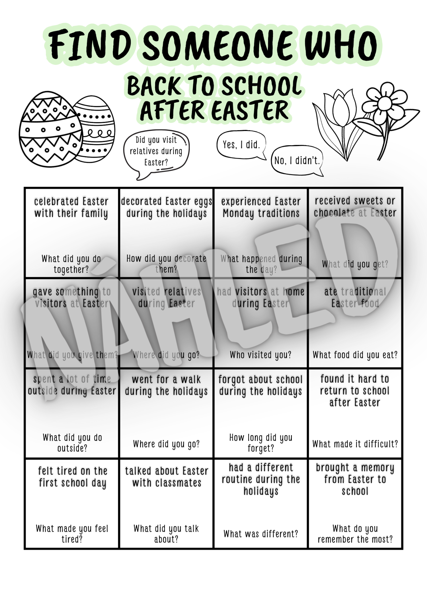 Easter & Spring: Find someone who | Učitelnice