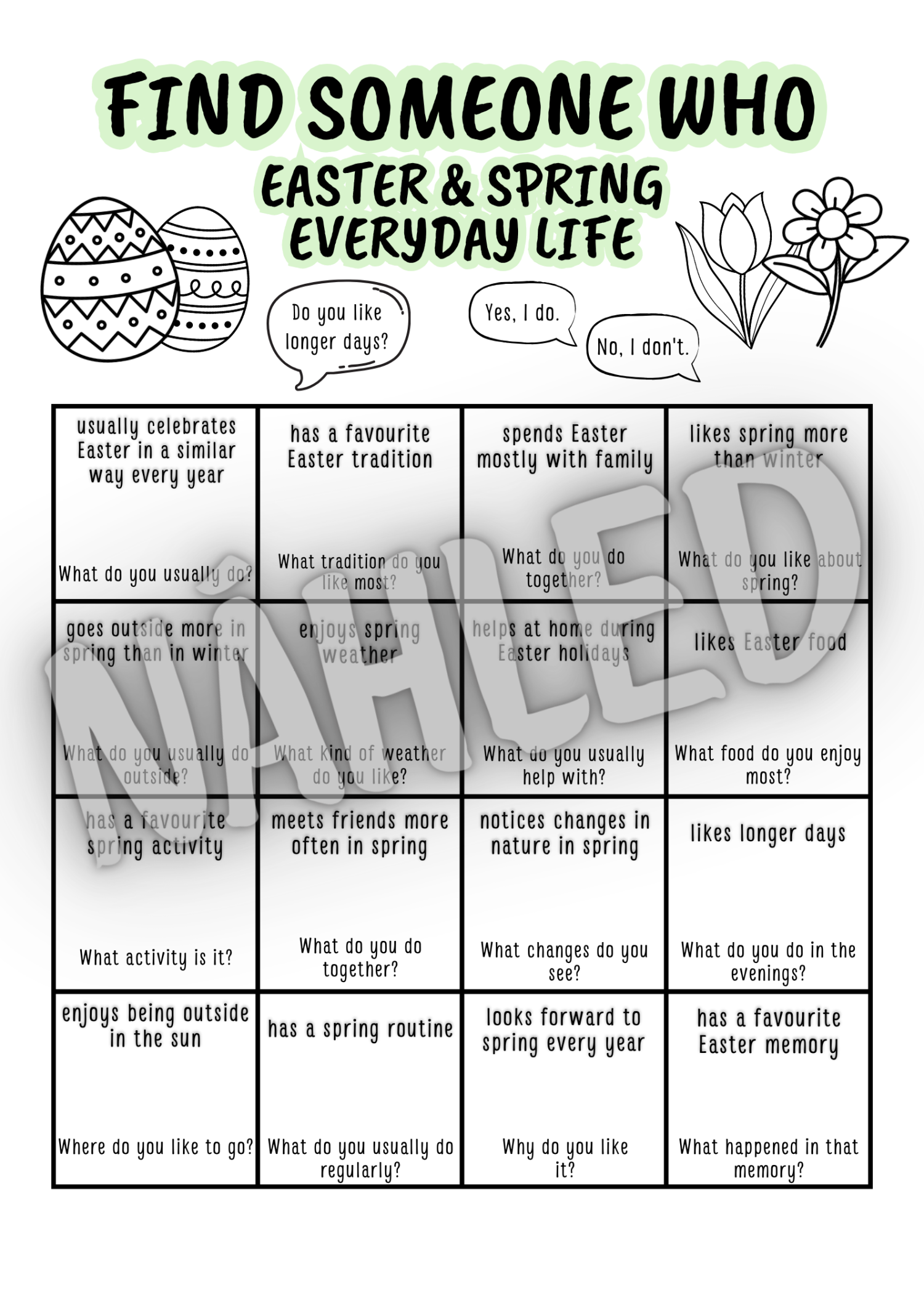 Easter & Spring: Find someone who | Učitelnice