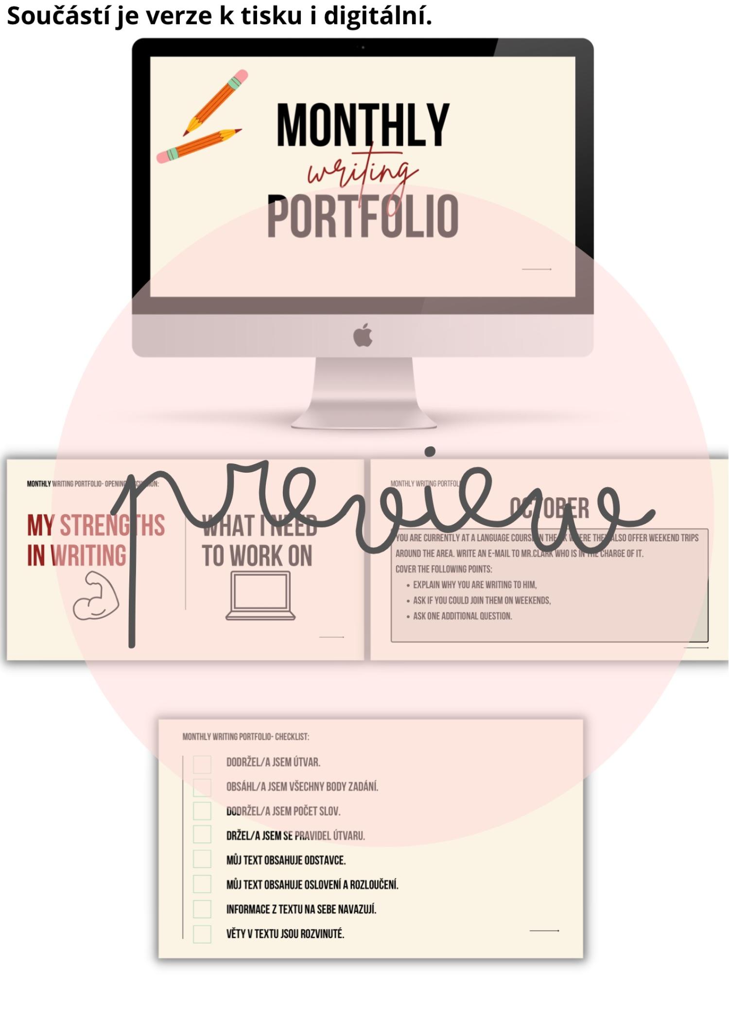 Monthly writing portfolio | Obsah na celý školní rok | SŠ | Učitelnice