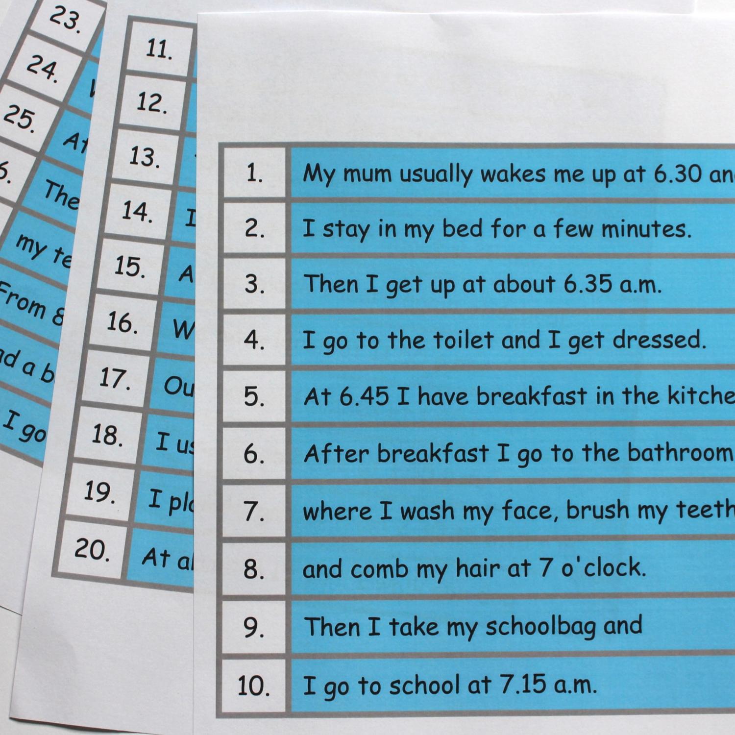 Daily routine - sentences | Učitelnice