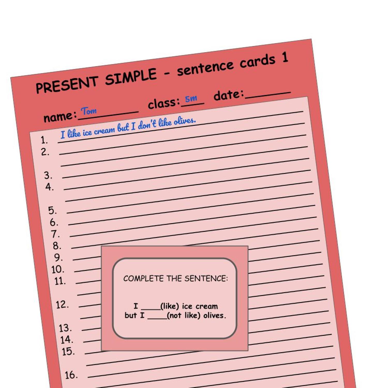 Present simple - sentence cards 1 = I, you, we, they | Učitelnice